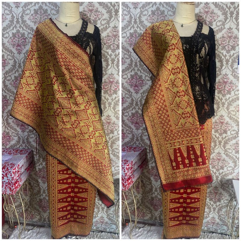 Jual SONGKET LEPUS SUTRA ALAM KRISTAL MERAH MAROON PENGANTIN | Shopee Indonesia