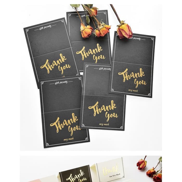 Jual THANK YOU HITAM CARD / kartu ucapan terima kasih table manner ...