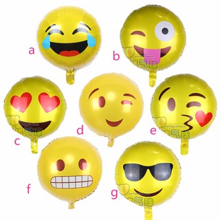Jual balon foil bulat karakter emoji mata love / balon foil emoticon ...