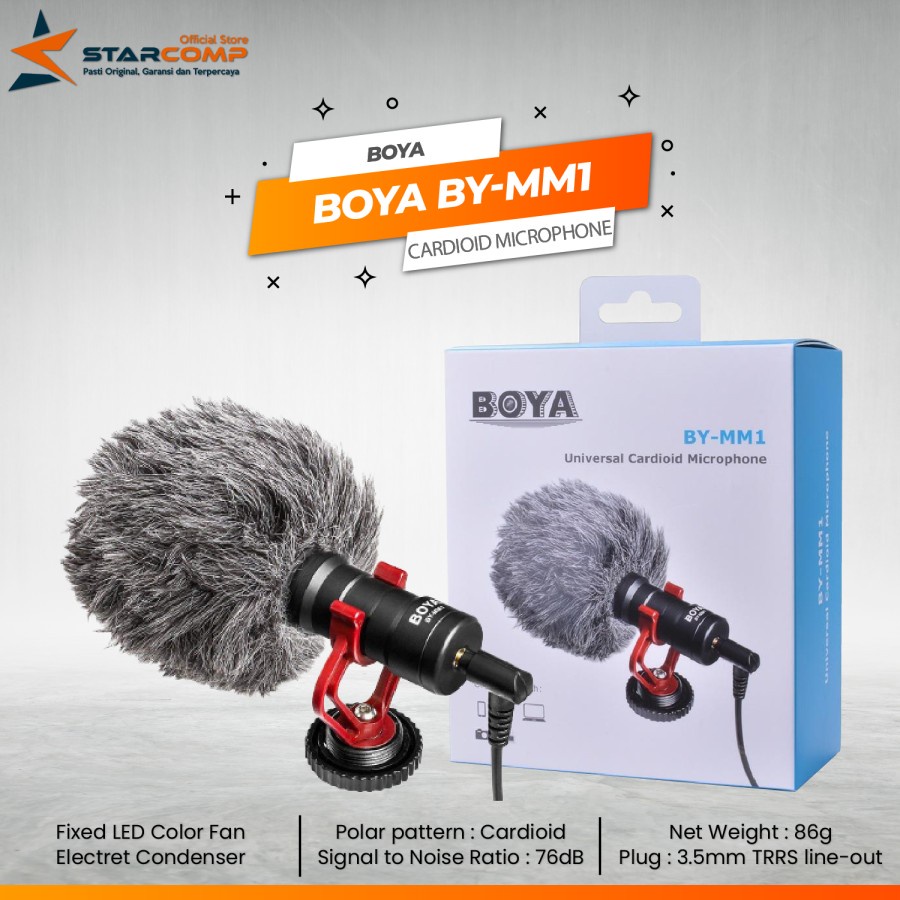 Jual Microphone Boya BY-MM1 CardioId Shotgun Boya BY MM1 mic DSLR ...