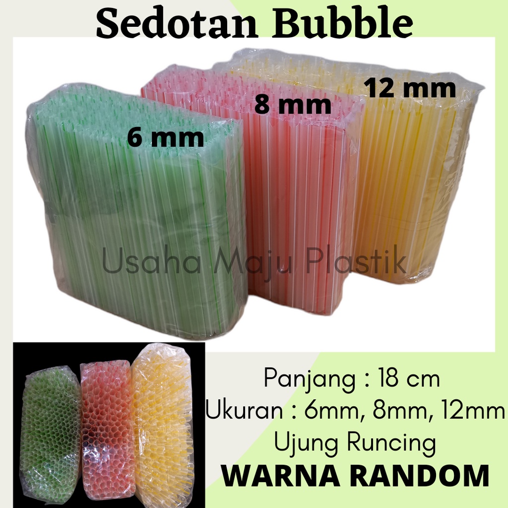 Jual Sedotan Bubble Tea Boba 6mm 8mm 12mm Straw Plastik Salur Warna ...