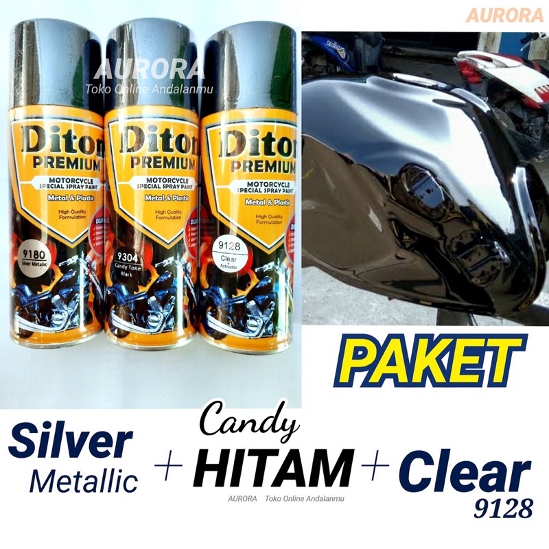 Jual PAKET Pilox Diton Premium Candy Tone Black 9304 Hitam Candytone ...