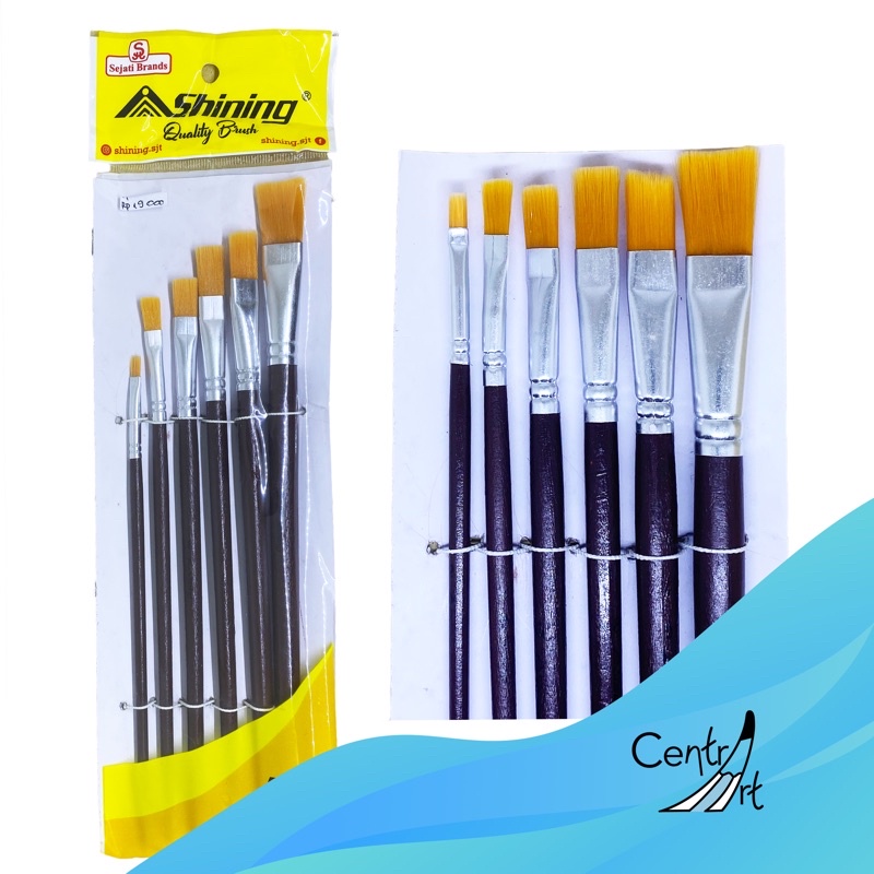 Jual Shining paint brush set / kuas lukis flat / flat brush set / set ...