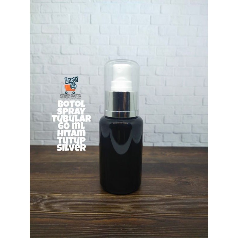Jual BOTOL SPRAY TUBULAR 60 ML HITAM TUTUP SILVER FULLCAP | Shopee ...