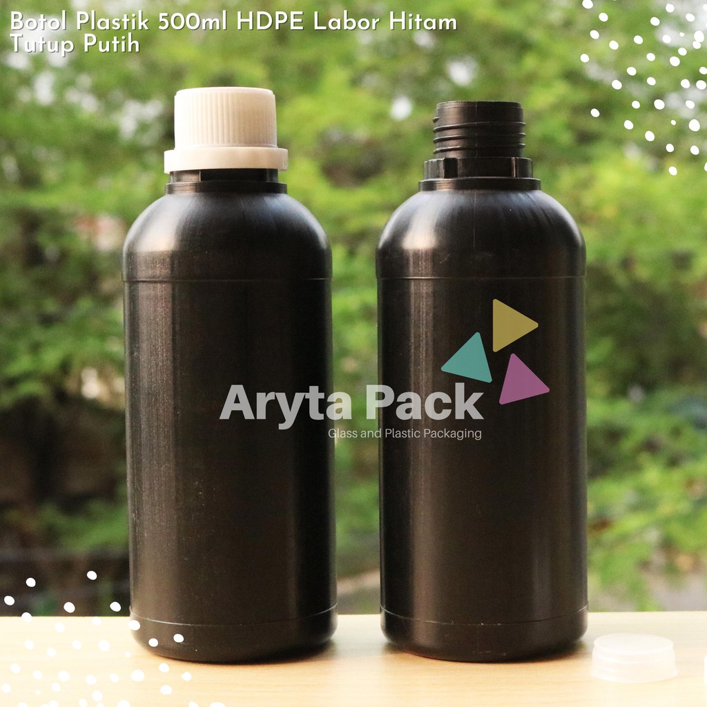 Jual Botol plastik HDPE 500ml labor agro hitam minuman madu kimia handsanitizer tutup warna ...