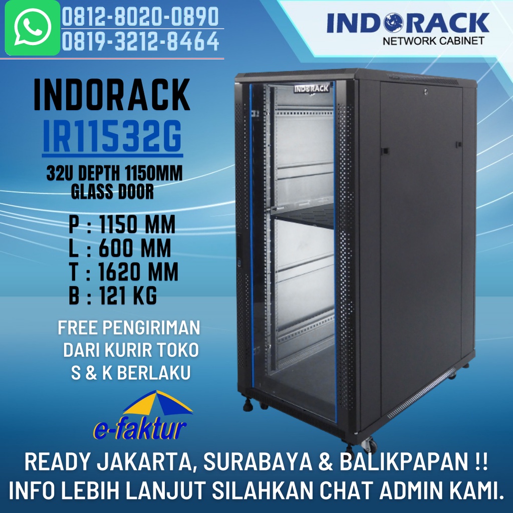 Jual INDORACK Standing Close Rack 32U Glass Door - IR11532G | Shopee ...