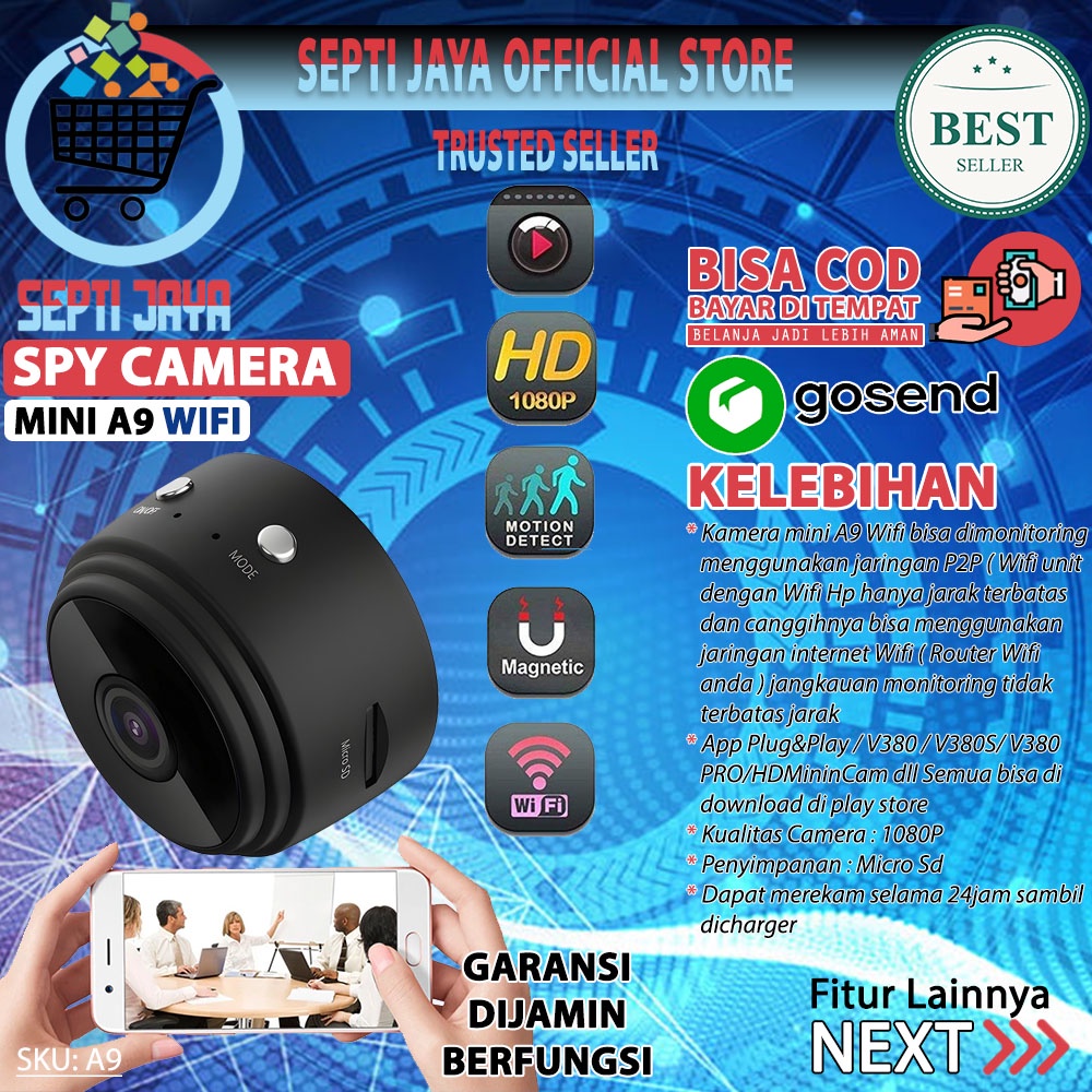 Jual Spy IP Camera A9 Wifi Wireless Full HD 1080P Infrared Nigt Vision ...