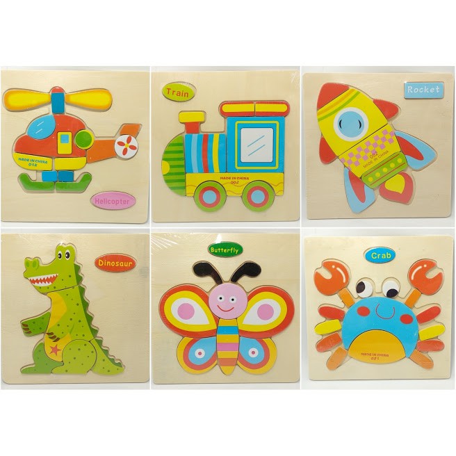 mainan puzzle anak cetak kayu 3D mainan edukasi bayi education toys ...