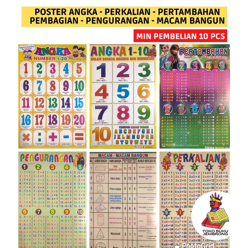 Jual POSTER PERKALIAN POSTER PERTAMBAHAN POSTER PENGURANGAN POSTER ...