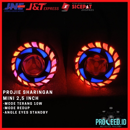 Jual PROJIE LED 2,5 INCH MOTIF SHARINGAN LAMPU UTAMA MOTOR PROJI FROJIE ...