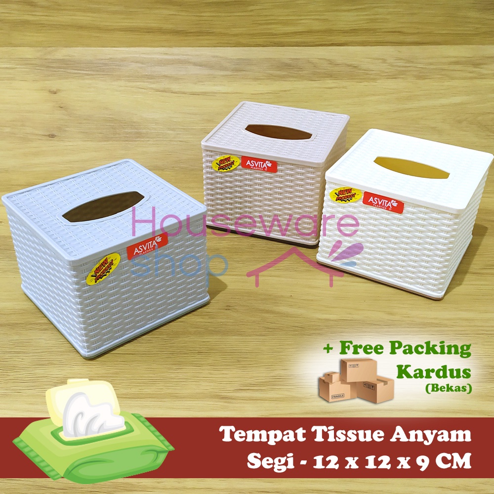 Jual Tempat Tissue Kotak Motif Rotan / Kotak Tisu Segi Plastik Kecil ...