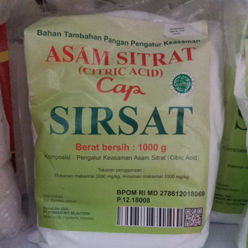 Jual Citric Acid/ Asam Sitrat Cap Sirsat 1kg | Shopee Indonesia