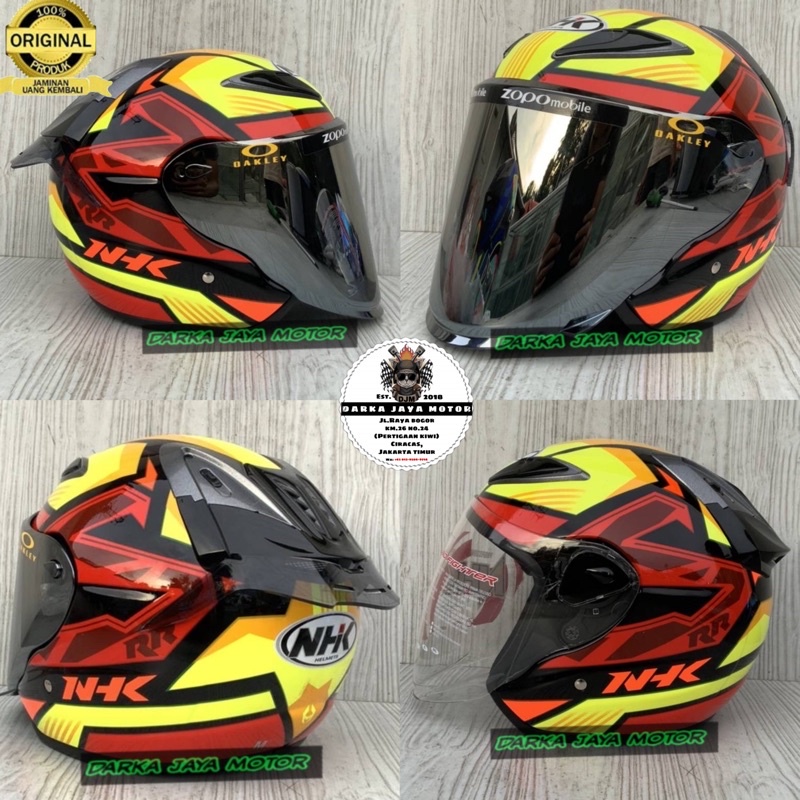 Jual HELM NHK R6 STARCO BLACK RED - HALF FACE - IRIDIUM FLAT VISOR ...