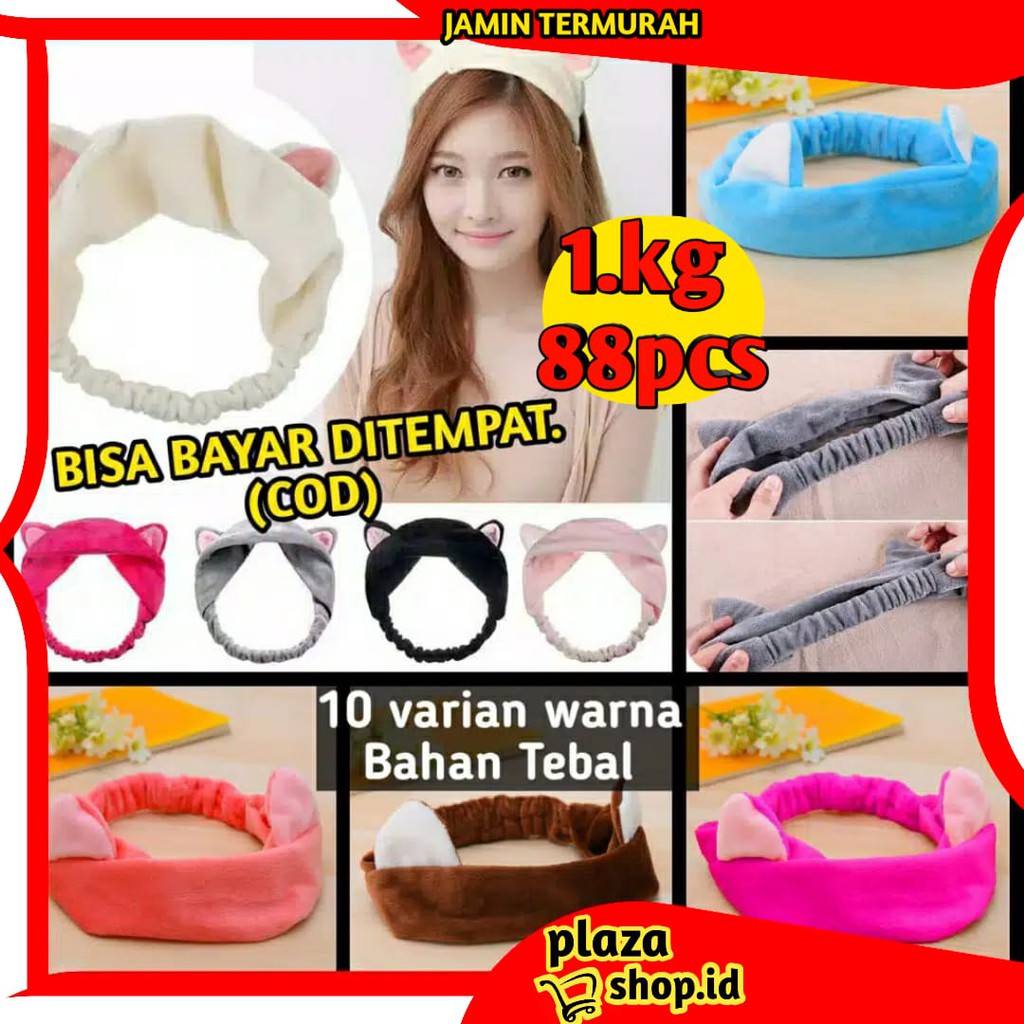 Jual Plazashop♨ COD Bk83 Bando Telinga Kucing / Bandana Facial Rambut ...