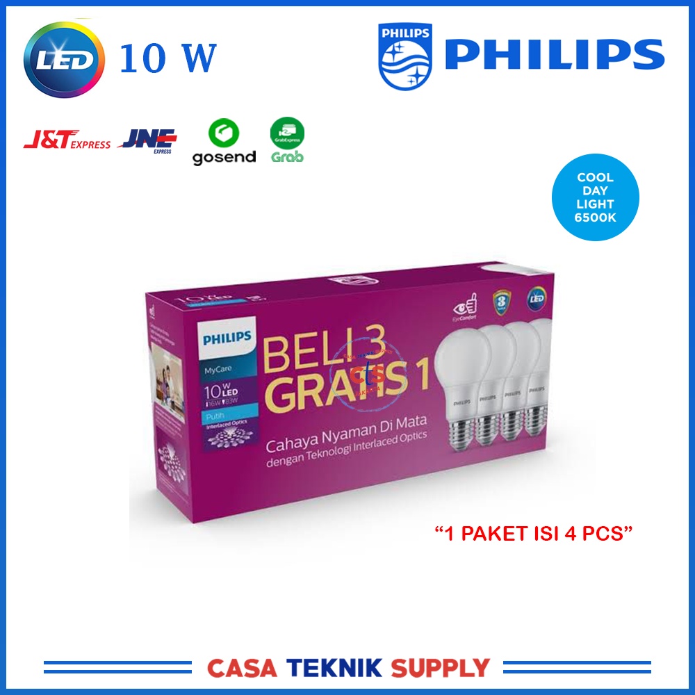 Jual PAKET Lampu LED Philips 10 watt Bohlam Philip 10 w 10 w (Paket isi ...