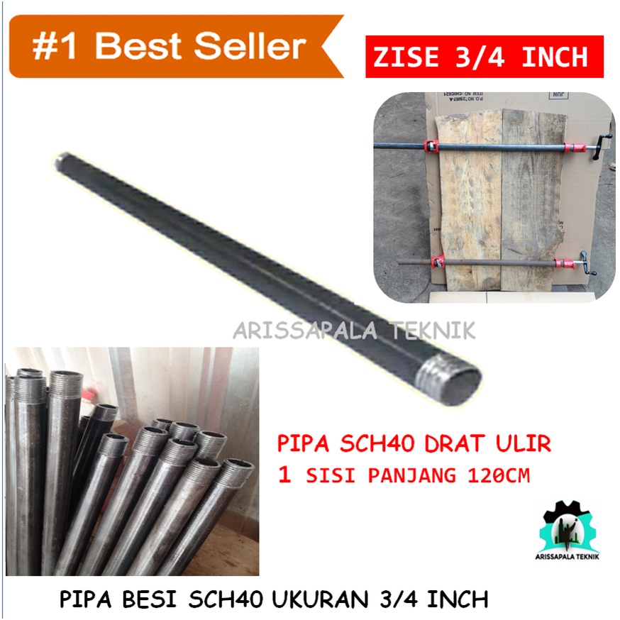 Jual Pipa Besi Sch40 3 per 4 panjang 120 cm Untuk Pipe Clamp Pres kayu ...