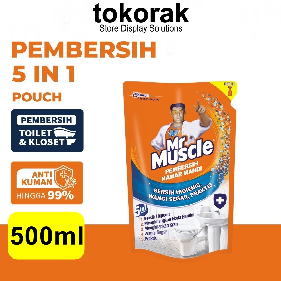 Jual MR. MUSCLE PEMBERSIH KAMAR MANDI TOILET 5 IN 1 REFILL POUCH 500 ML ...