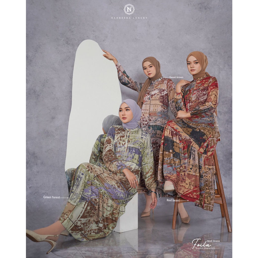 Jual Foila Midi Dress Nadheera Luxury | Shopee Indonesia