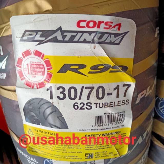 Jual Ban Corsa R99 130 70 Ring 17 Tubeless | Shopee Indonesia