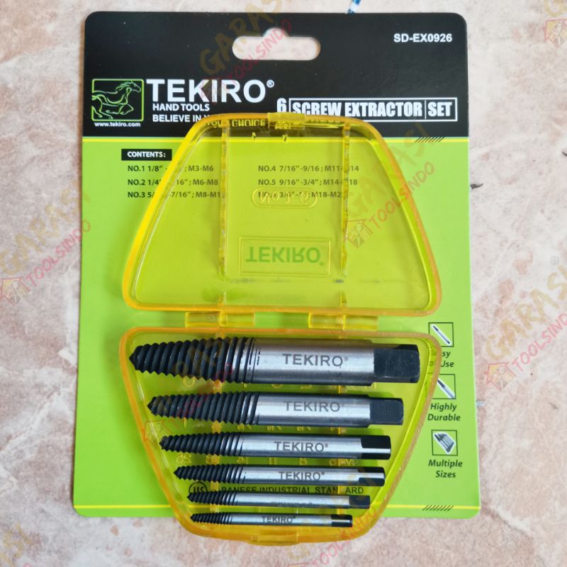 Jual TEKIRO screw extractor set 6 pcs alat tap baut tap balik pembuka ...