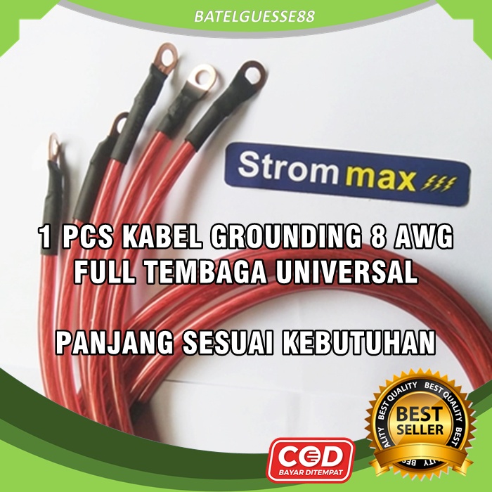 Jual (B88)Kabel Grounding Strom Max Plus Skun Aki 8 AWG Full Tembaga ...