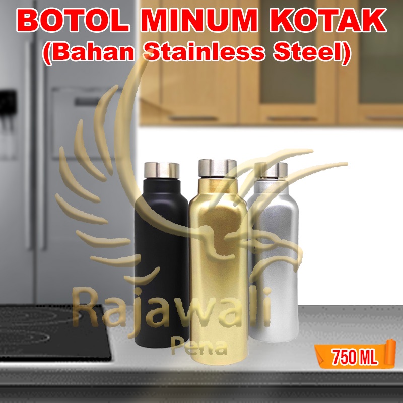 Jual BOTOL MINUM KOTAK STAINLESS STEEL TAHAN PANAS HINGGA 8 JAM 750 ML ...