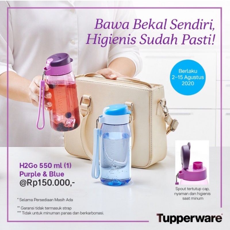 Jual h2go tupperware / botol minum tupperware ukuran 550 ml | Shopee Indonesia