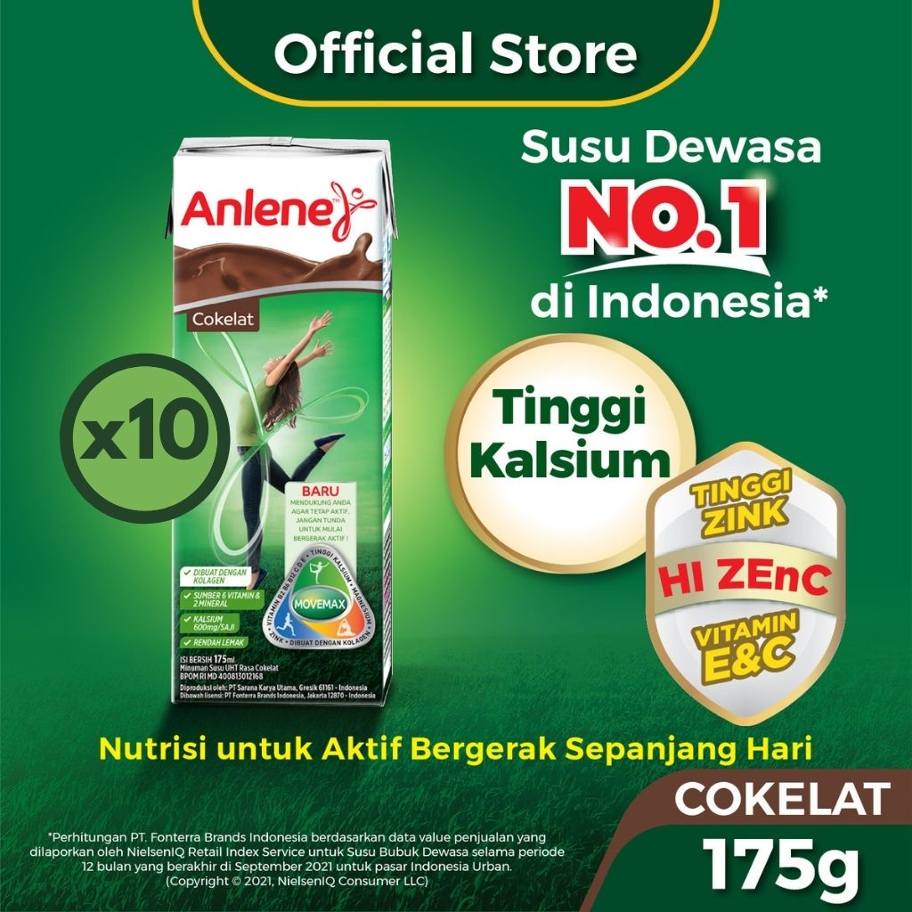 Jual Anlene Susu UHT Cokelat 175 ml x 10 | Shopee Indonesia
