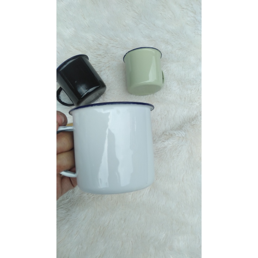 Jual Souvenir Gelas Minum 200ml Cangkir Enamel 7cm Mug Gagang Kaleng ...