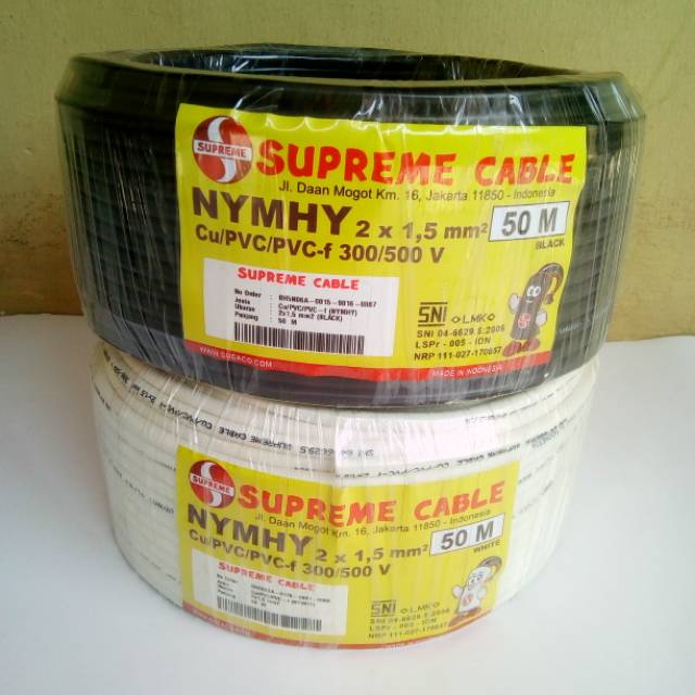 Jual kabel listrik supreme nyyhy / nymhy 2x1.5 serabut jual per 1 meter - hitam putih | Shopee ...