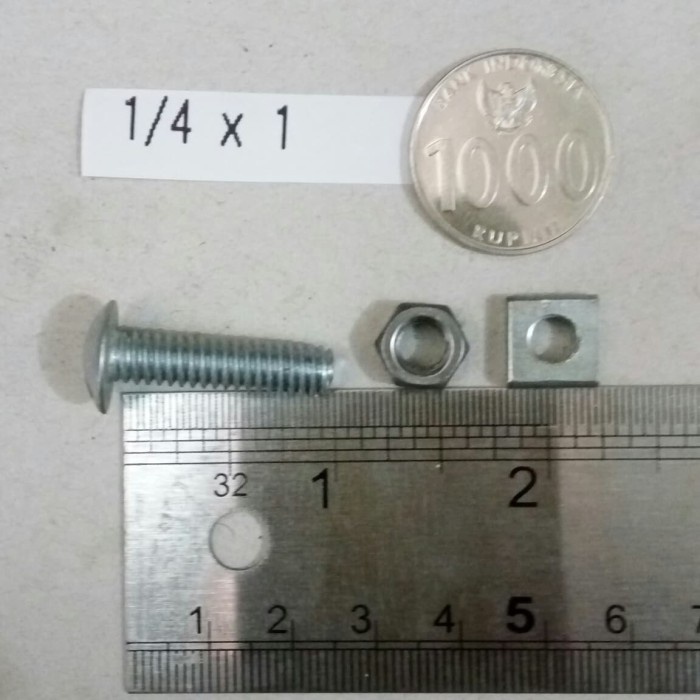 Jual Baut Seng Putih 1/4" x 1" UKURAN 1/4 X 1 INCH murbaut mur baot mor ...