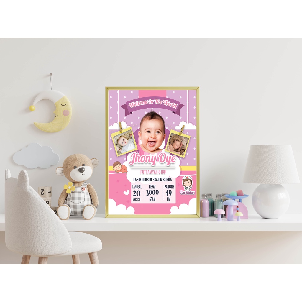 Jual CETAK POSTER BAYI CUSTOM - POTRAIT - PAJANGAN DINDING - FOTO BAYI ...