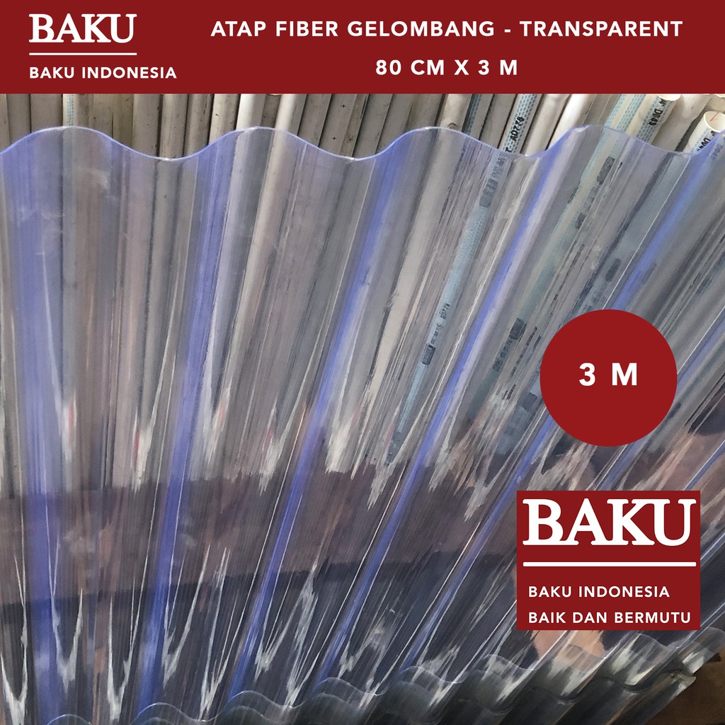 Jual Atap Fiber Gelombang 3m / Fiber Gelombang Transparent 80cm x 3m ...