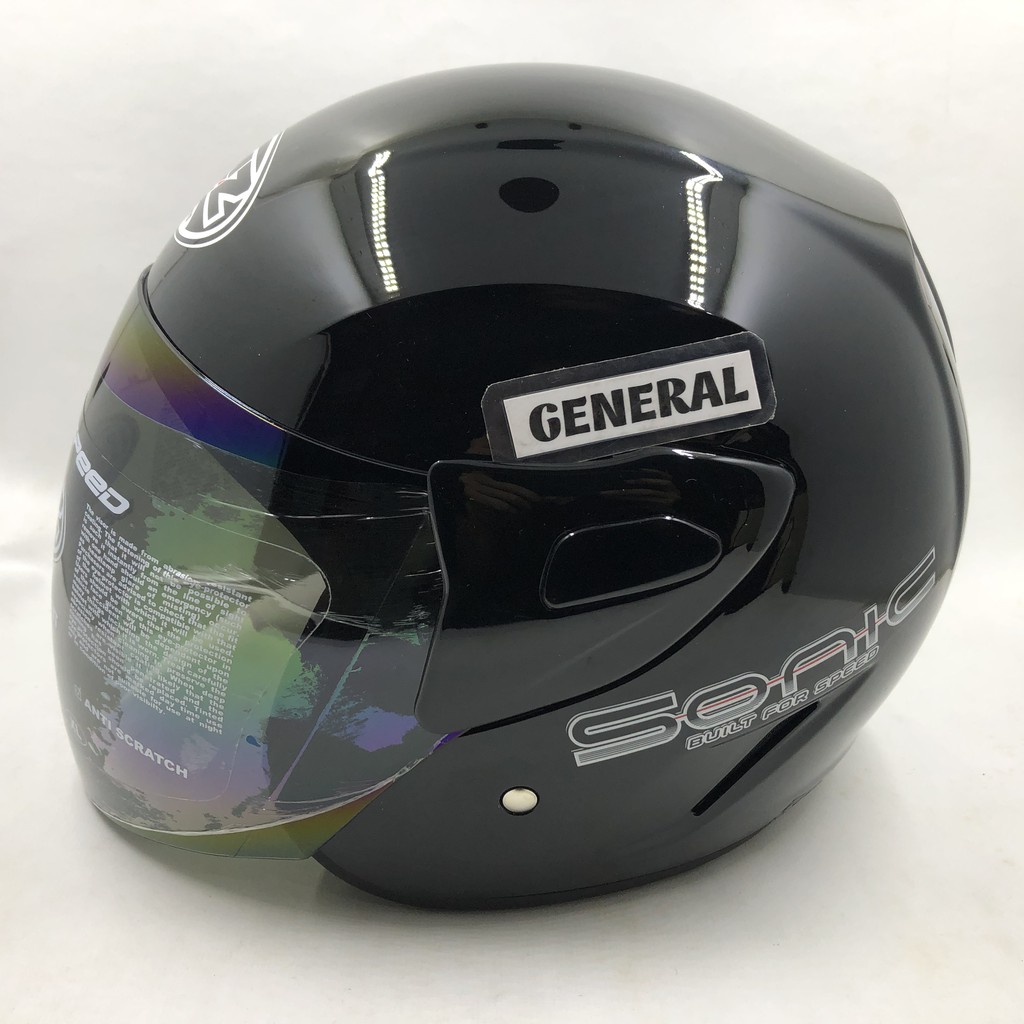 Jual HELM MURAH MAZ SONIC SOLID BLACK HITAM GLOSSY HALF FACE KACA ...