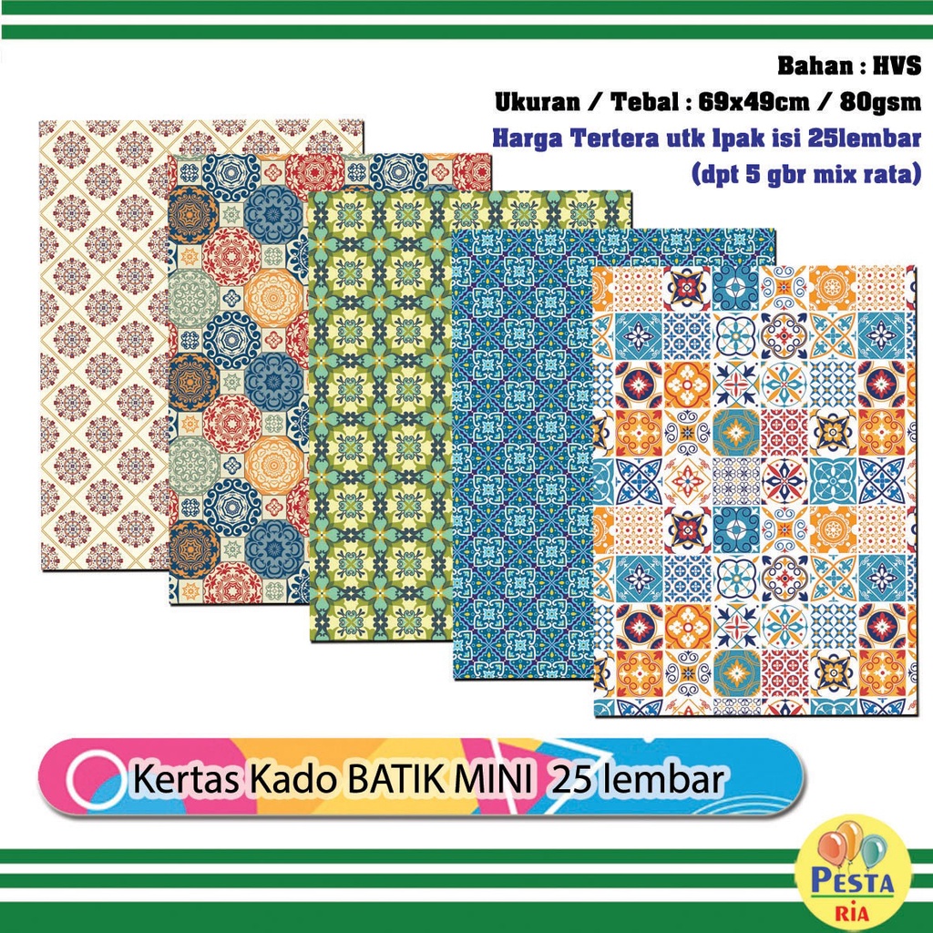 Jual Murah!! (1Set 25lmbr) Kertas kado motif BATIK Classic, kerta kado ...