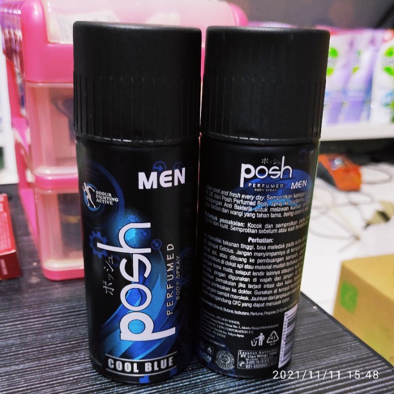 Jual Posh Men Perfumed Body Spray Cool Blue 150ml - Parfum Pria ...