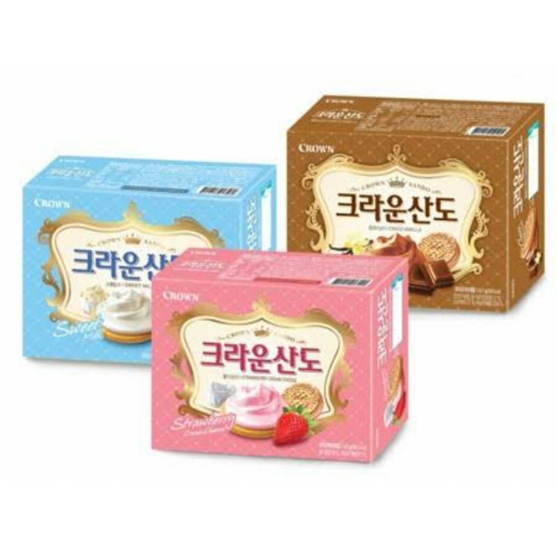 Jual [161gr] Crown Sando Biscuits Cream / Strawberry / Choco Biskuit ...