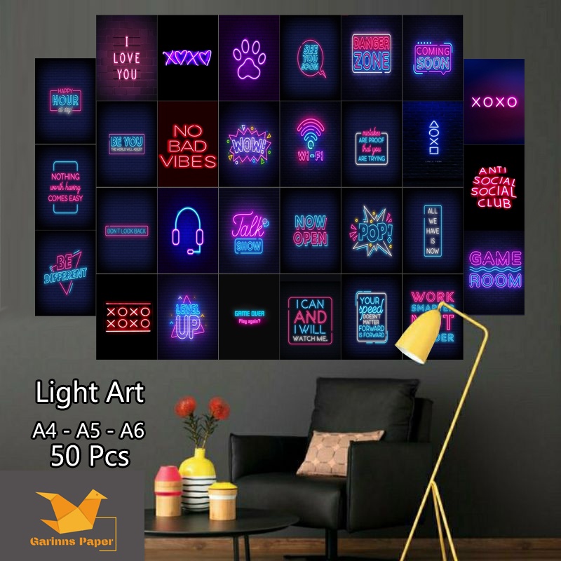 Jual Poster Dinding Kamar Aesthetic 230gsm Motif Light Art 50 Pcs Murah ...