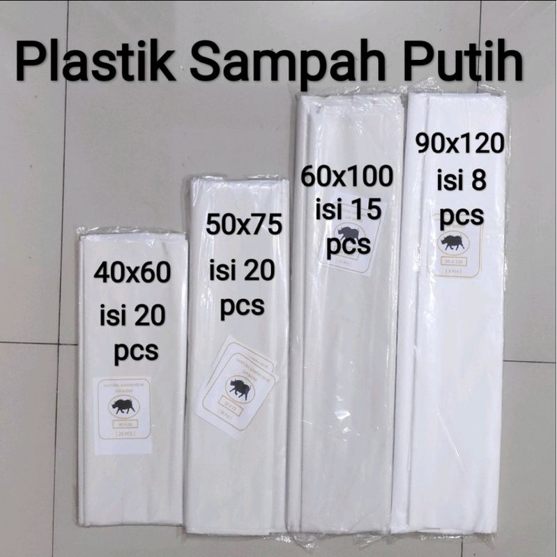 Jual Plastik Sampah Putih Uk 90x120 (isi 8pcs) / 60x100 (isi 15pcs ...