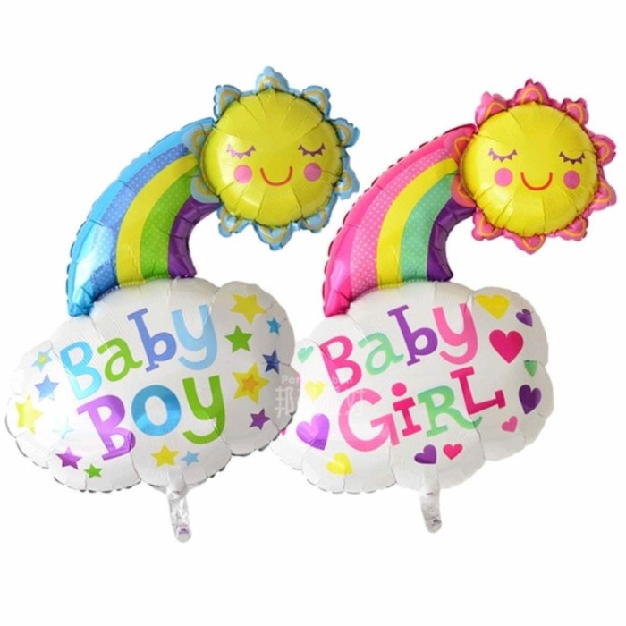 Jual Balon Foil Mini Awan Pelangi Matahari Baby Boy / Baby girl Rainbow ...