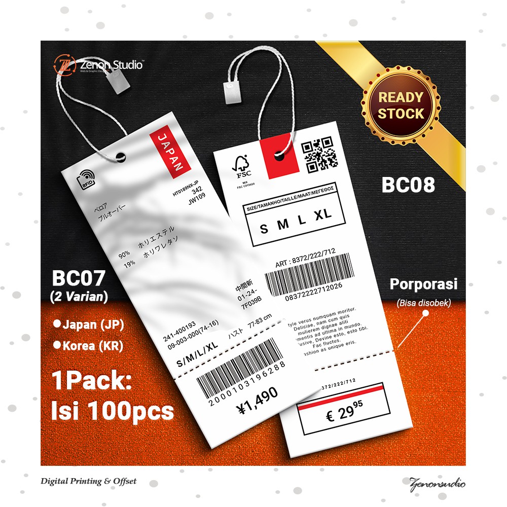 Jual [100pcs] Hang Tag / Hangtag Barcode Label Import Porporasi Ready ...