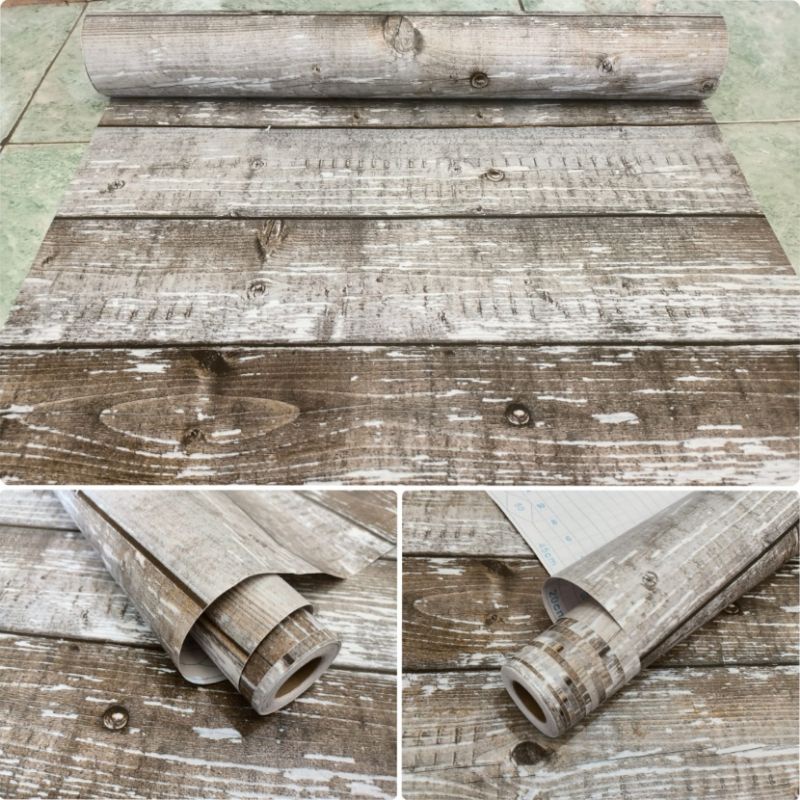 Jual Wallpaper Dinding Motif Papan Kayu Lapuk Abu-abu Sticker Dinding ...
