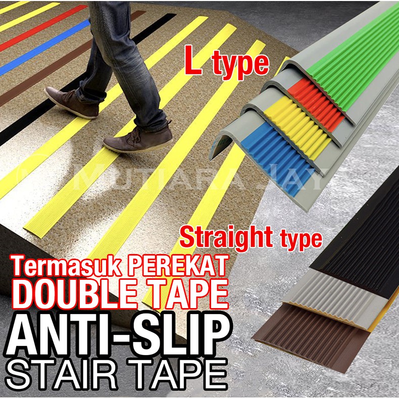 Jual Lis tangga Pengaman Anti Slip tangga + Doubletape Step Nosing karet | Shopee Indonesia