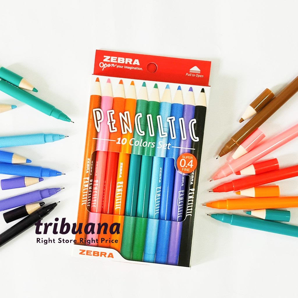 Jual Penciltic Zebra Set 10 Warna 0.4 mm / Pencil tic Fineliner ...