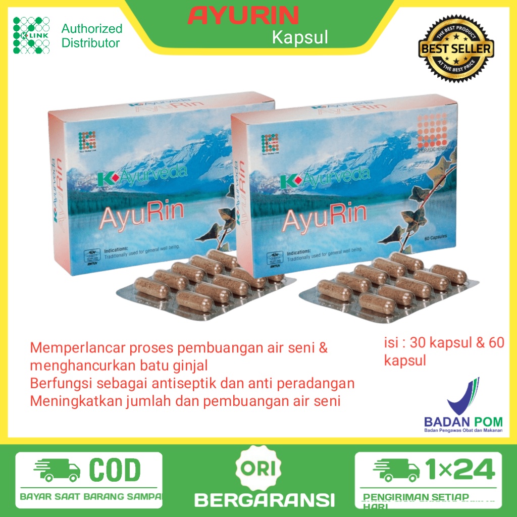 Jual K-AYURVEDA AYURIN ORIGINAL KAPSUL UNTUK MASALAH BATU GINJAL ...