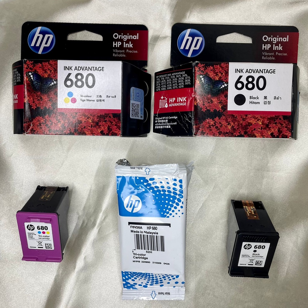 Jual INK CARTRIDGE KATRIT TRI COLOR BLACK HP ORIGINAL 680 HITAM WARNA ...