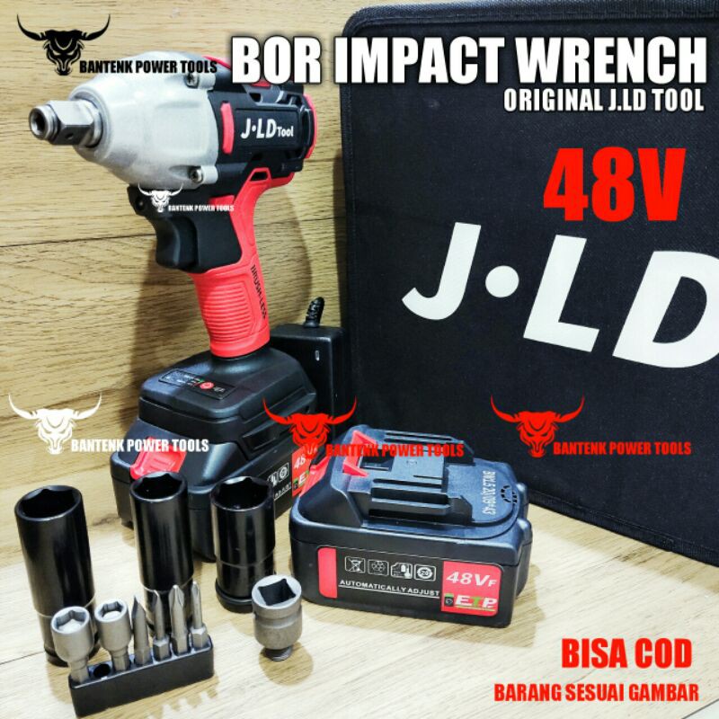 Jual MESIN BOR BATERAI 48B JLD IMPACT WRENCH MERAH. BOR SHOCK, BOR BAUT ...