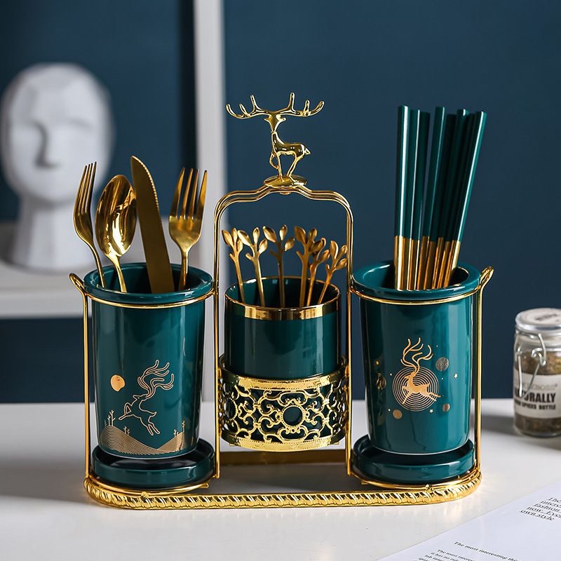 Jual Tempat sendok set / rak sendok keramik motif rusa/ rak penyimpanan ...