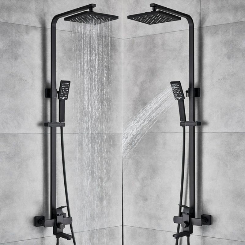 Jual Shower Tiang Minimalis Set Panas dingin Stainless Hitam & Shower ...