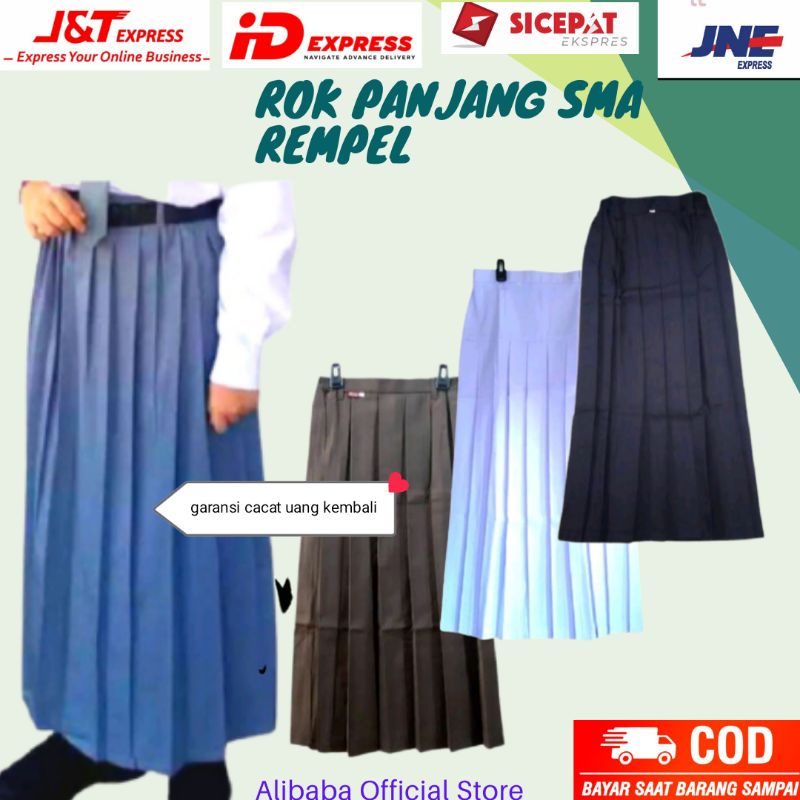 Jual seragam sekolah rok panjang SMA rempel abu abu coklat putih hitam Indonesia|Shopee Indonesia